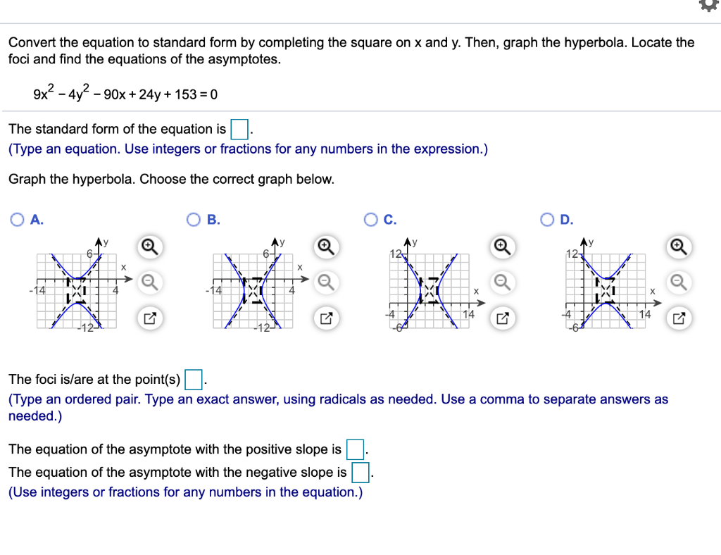 Solved Convert the equation to standard form by completing | Chegg.com
