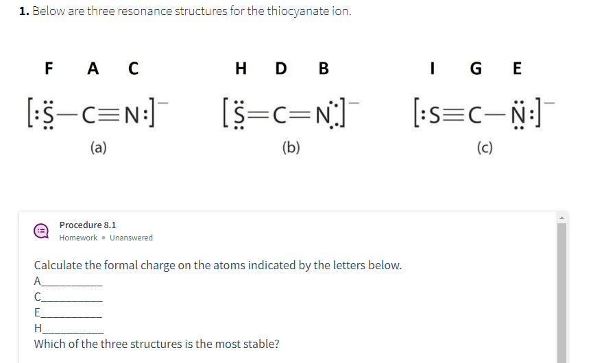 Solved 1. Below are three resonance structures for the | Chegg.com