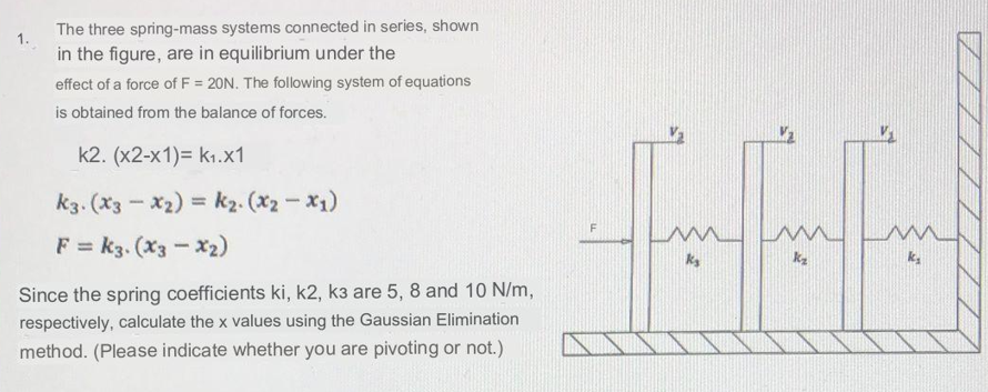 Solved 1. The three spring-mass systems connected in series, | Chegg.com