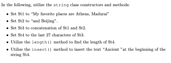 Solved In the following, utilize the string class | Chegg.com