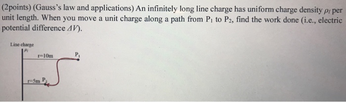 Solved An infinitely long line charge has uniform charge | Chegg.com