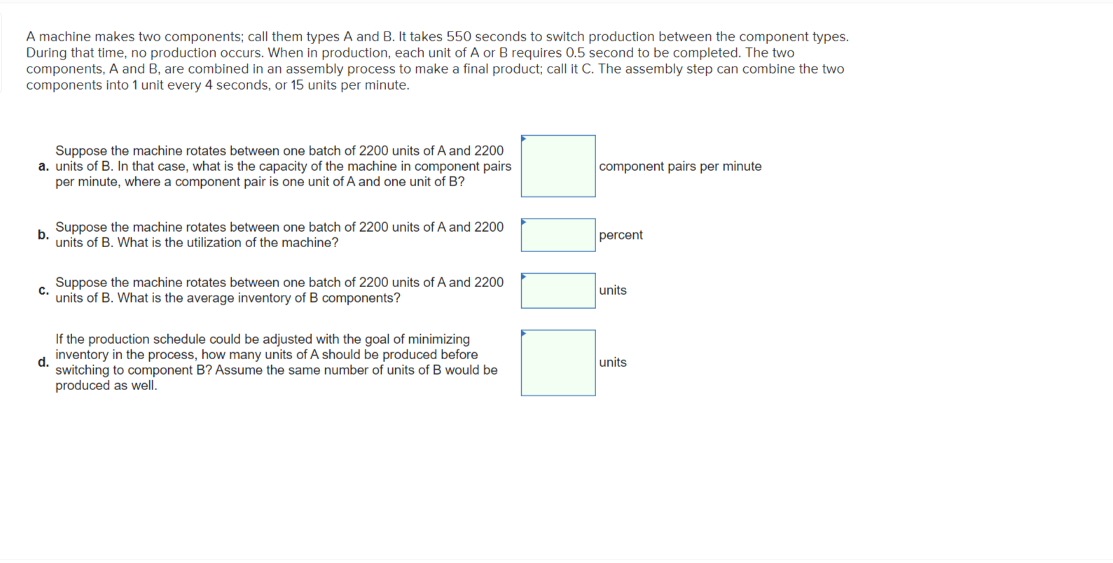 Solved A machine makes two components; call them types A and | Chegg.com