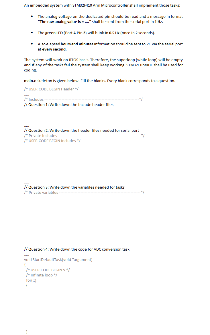 Solved An embedded system with STM32F410 Arm Microcontroller | Chegg.com