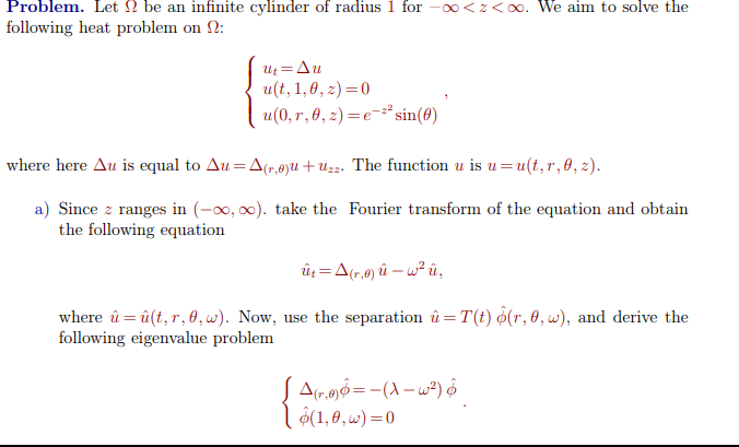 Solved Problem. Let Ω be an infinite cylinder of radius 1 | Chegg.com