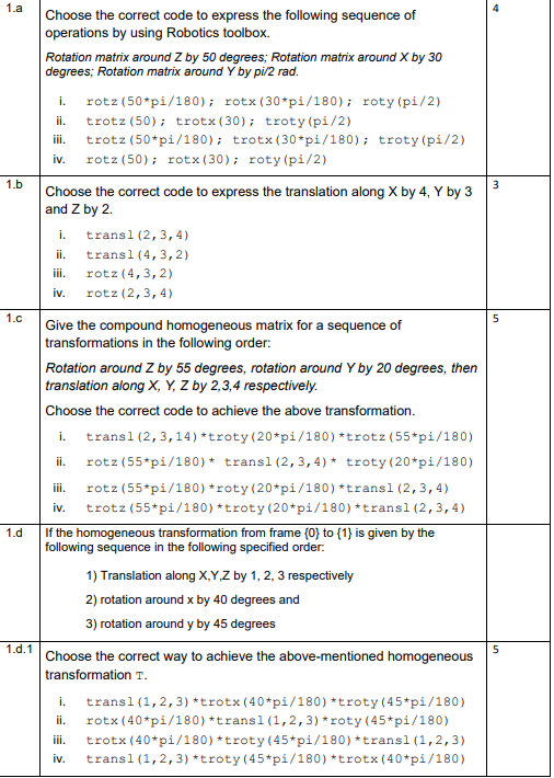 Solved 1.a 4 ii. 1.b 3 i. ii. iv. 1.c 5 Choose the correct | Chegg.com