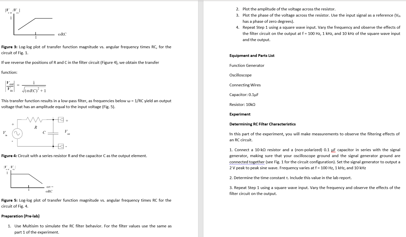 Solved Experiment #6- RC Circuits to Objectives - с R V V V | Chegg.com