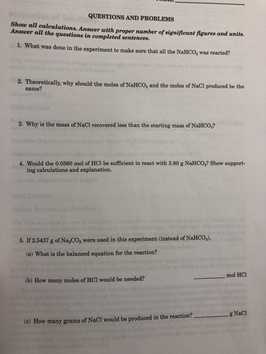Solved Quantitative Preparation of Sodium Chloride A. Write | Chegg.com