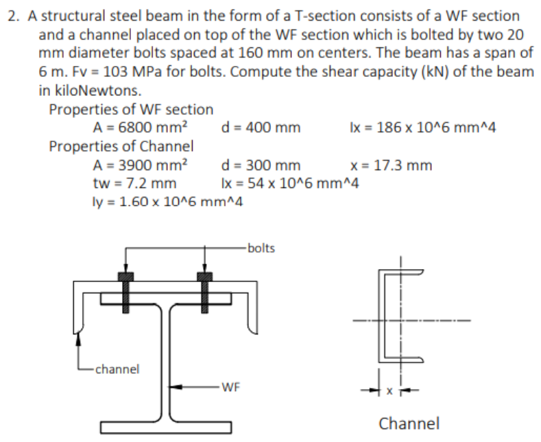 2. A structural steel beam in the form of a T-section | Chegg.com