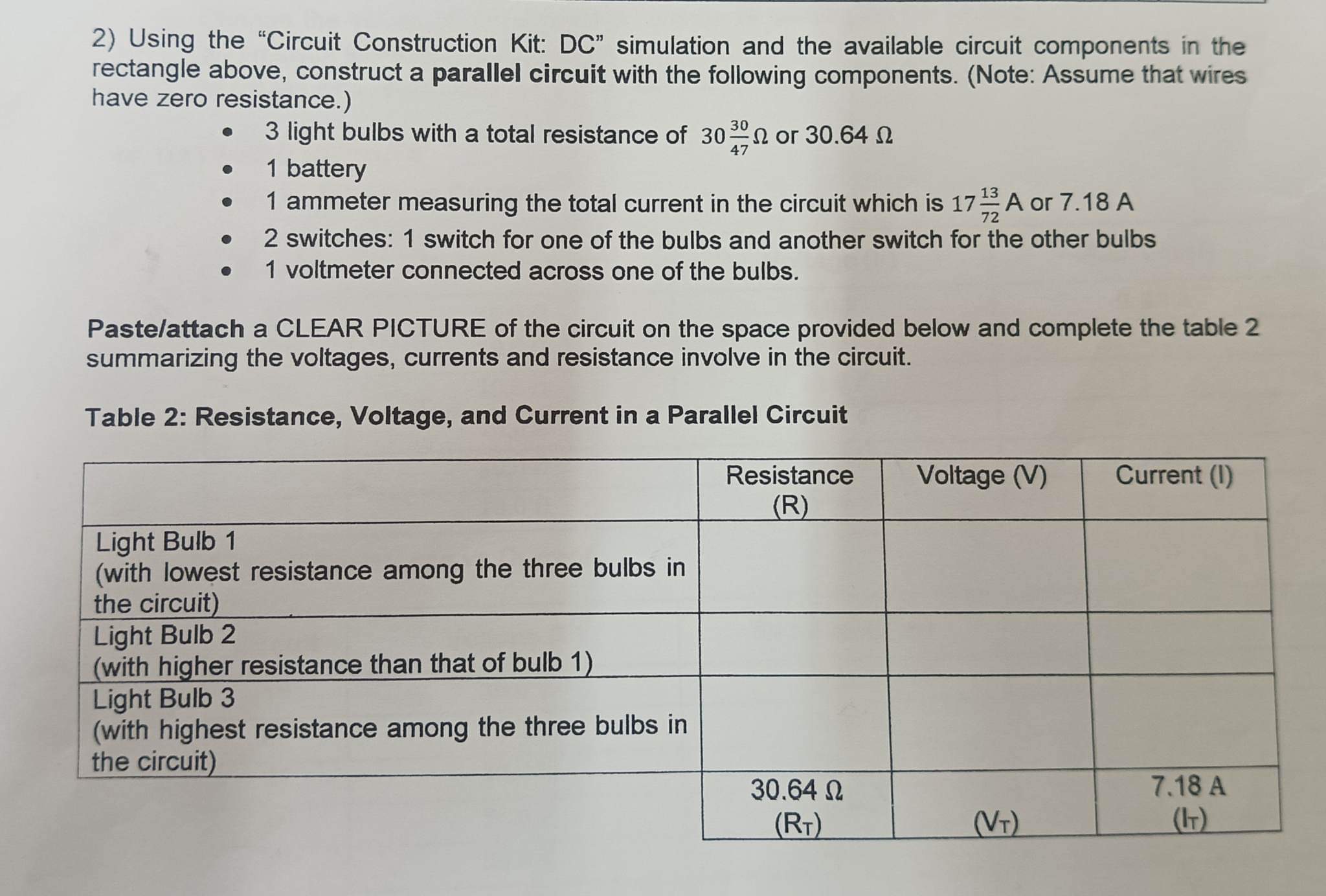 Using the "Circuit Construction Kit: DC" simulation | Chegg.com
