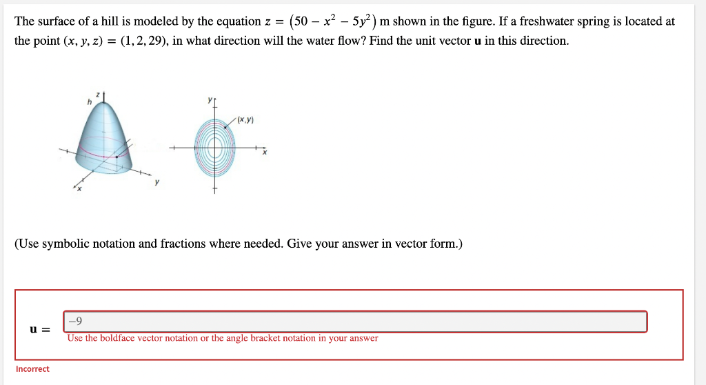Solved The surface of a hill is modeled by the equation | Chegg.com