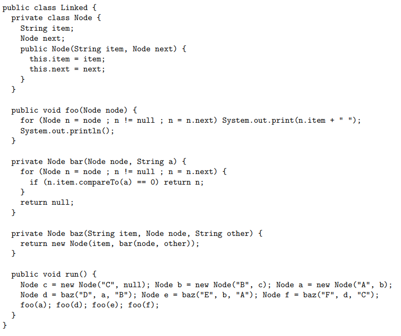 Solved public class Linked { private class Node { String | Chegg.com