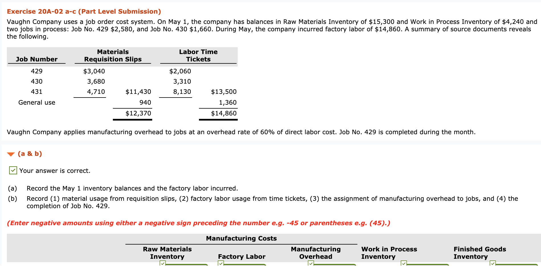 Solved Exercise 20A-02 a-c (Part Level Submission) Vaughn | Chegg.com