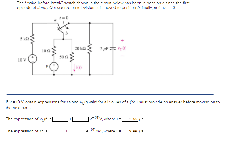 Solved The "make-before-break” switch shown in the circuit | Chegg.com