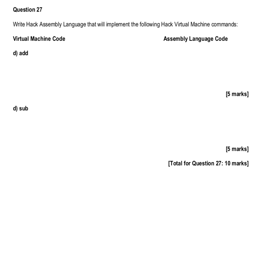 Solved Question 27 Write Hack Assembly Language That Will 6534