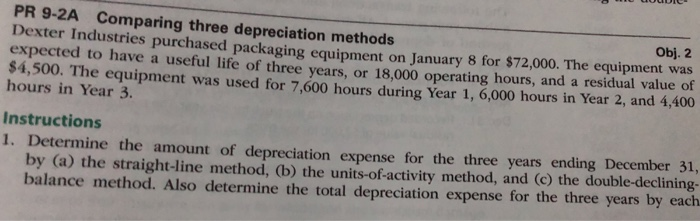 Solved PR 9-2A Comparing three depreciation methods Obj. 2 | Chegg.com Solved PR 9-2A Comparing three depreciation methods Obj. 2 | Chegg.com