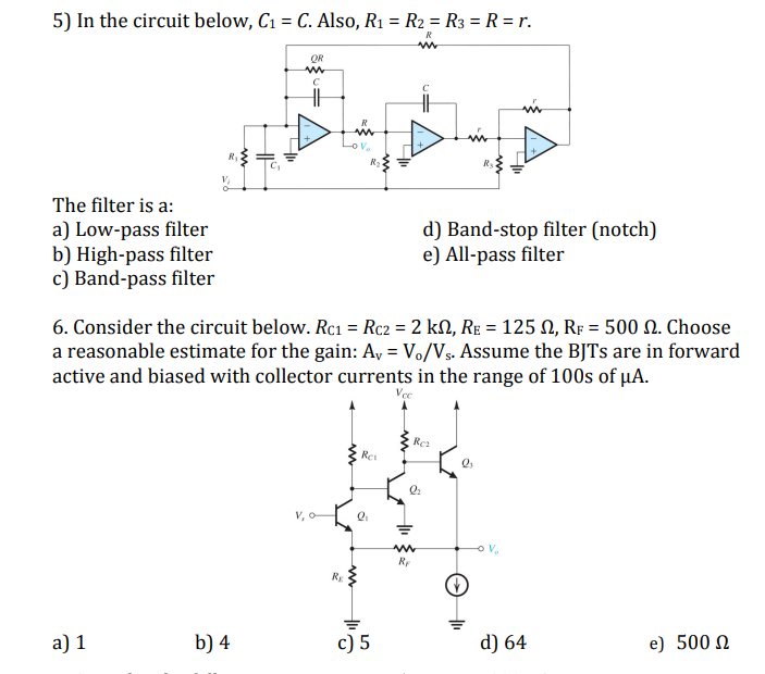 Solved 5) In the circuit below, C1=C. Also, R1=R2=R3=R=r. | Chegg.com