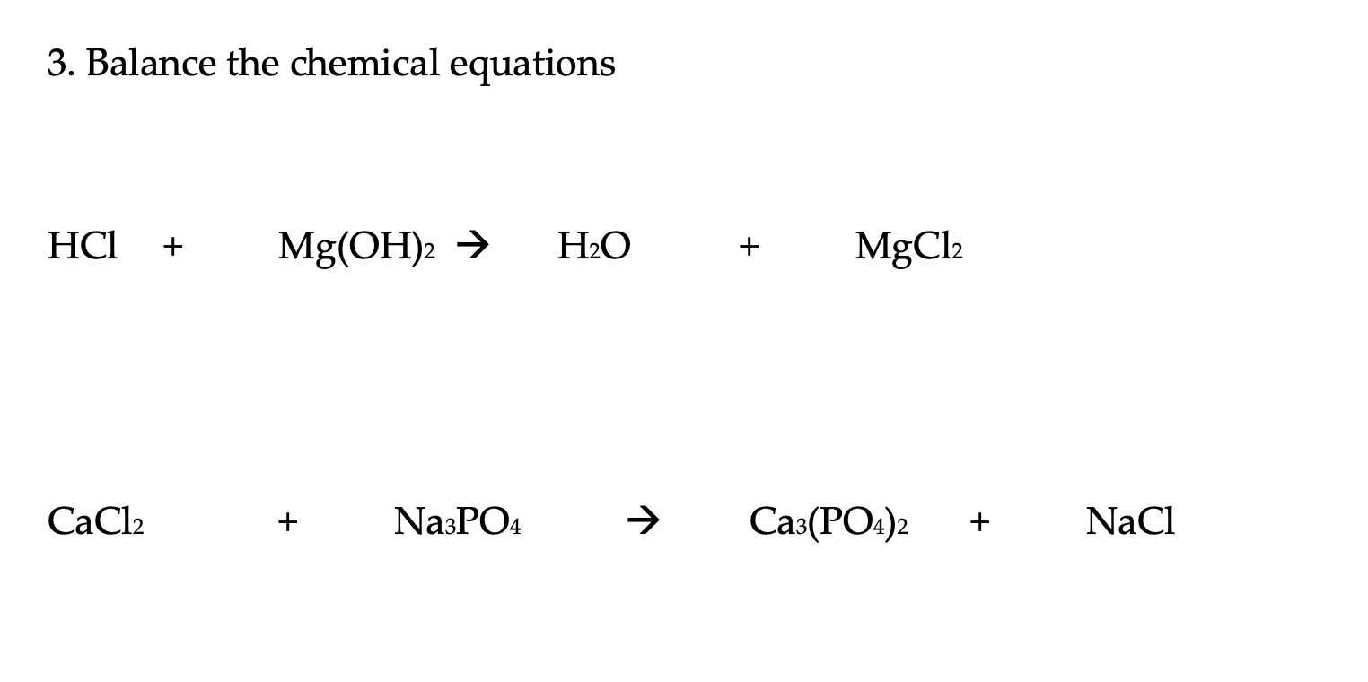 Solved 3. Balance the chemical equations | Chegg.com