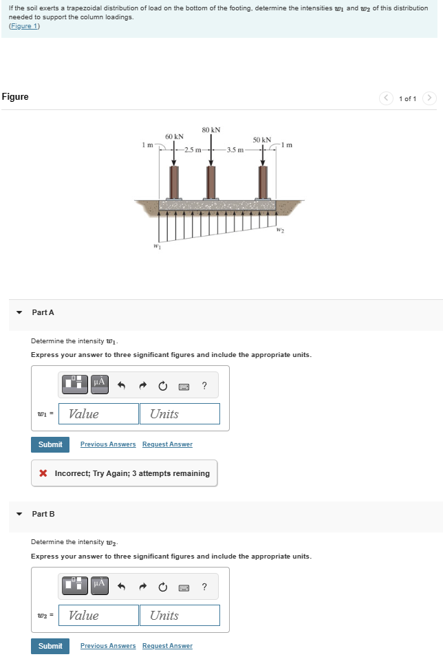 Solved If the soil exerts a trapezoidal distribution of load | Chegg.com
