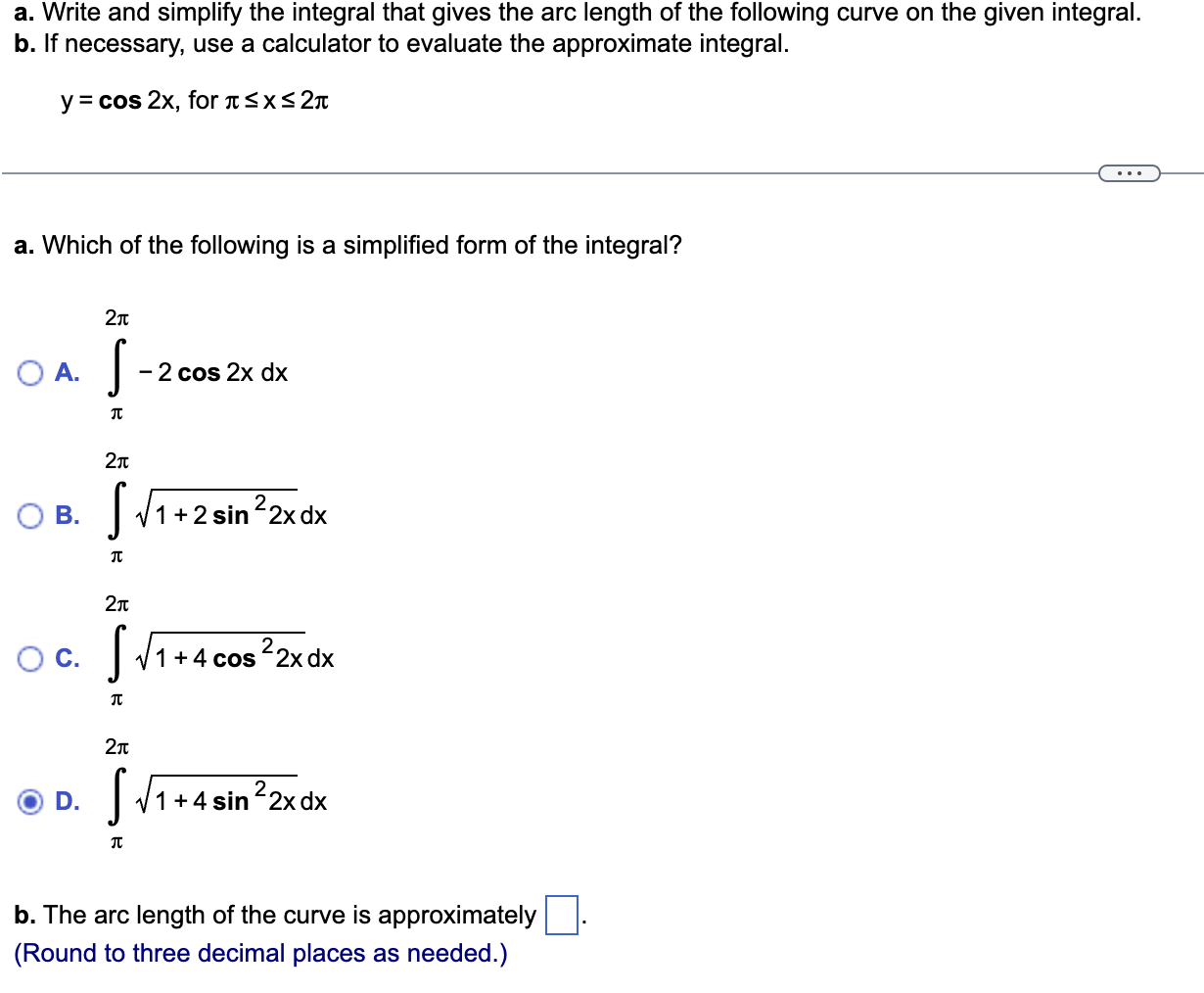 Solved a. ﻿Write and simplify the integral that gives the | Chegg.com