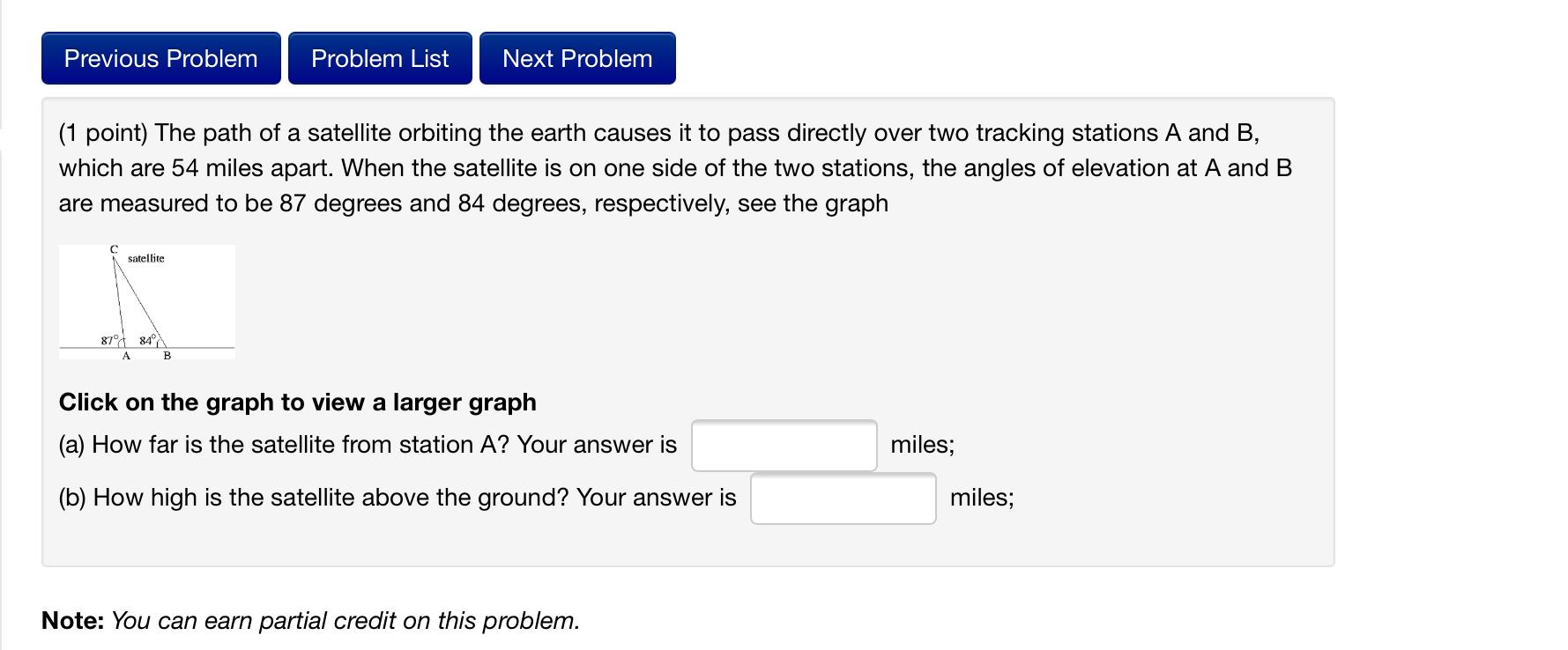 Solved (1 point) The path of a satellite orbiting the earth | Chegg.com