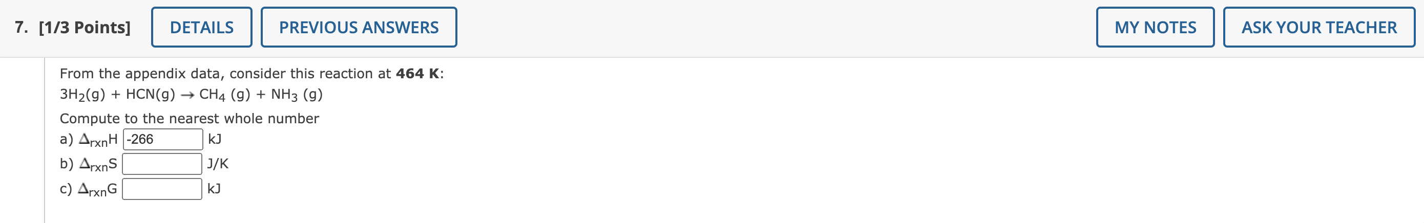 Solved From the appendix data, consider this reaction at | Chegg.com