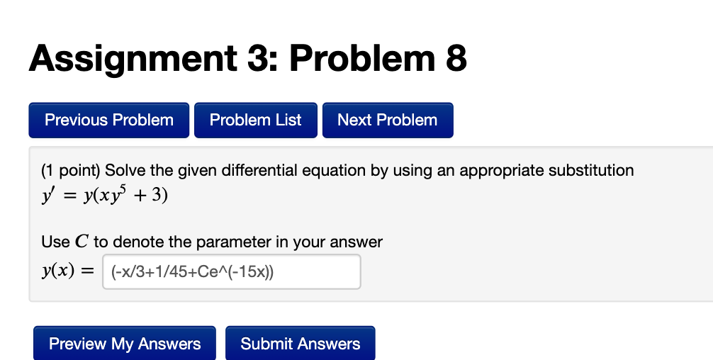 Solved Assignment 3 Problem 8 Previous Problem Problem List 