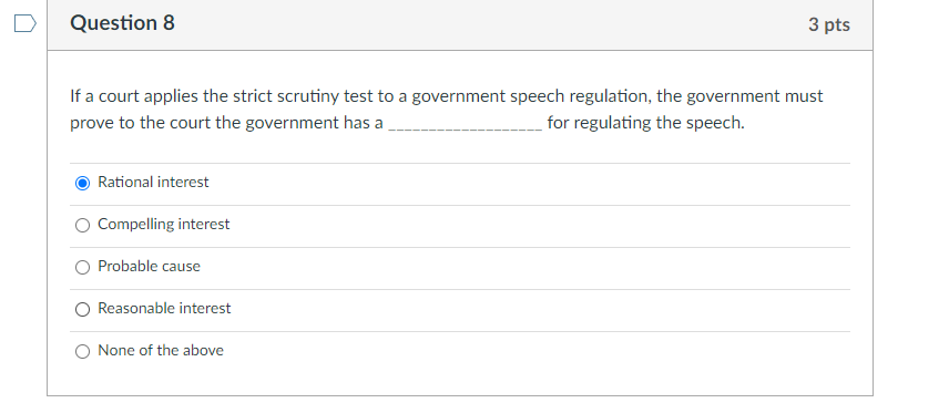Solved Question 8 3 pts If a court applies the strict | Chegg.com