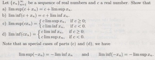 Solved Let {{n} , be a sequence of real numbers and c a real | Chegg.com