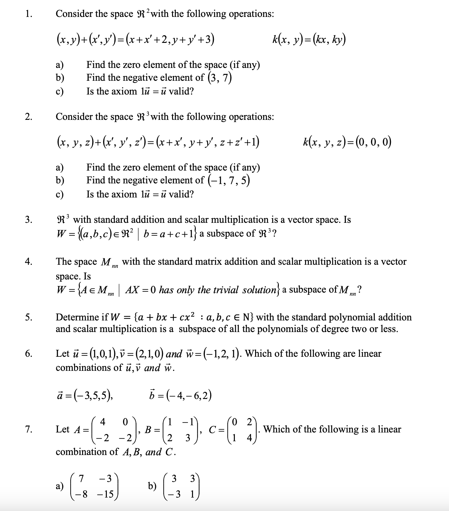 Solved 1. Consider the space R2 with the following | Chegg.com