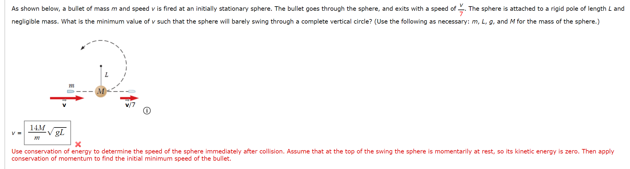 Solved As shown below, a bullet of mass m and speed v is | Chegg.com