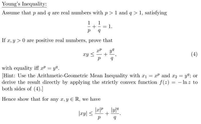 Solved Young's Inequality: Assume that p and q are real | Chegg.com