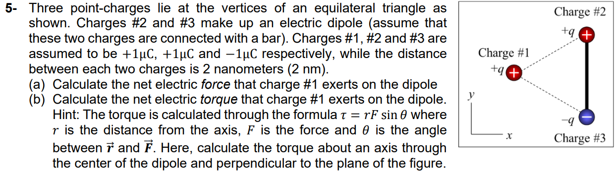 Solved Charge #2 tq Charge #1 taf 5- Three point-charges lie | Chegg.com