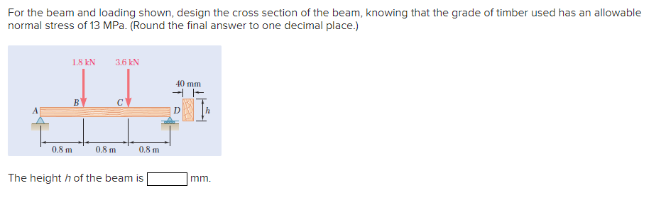 Solved For the beam and loading shown, design the cross | Chegg.com