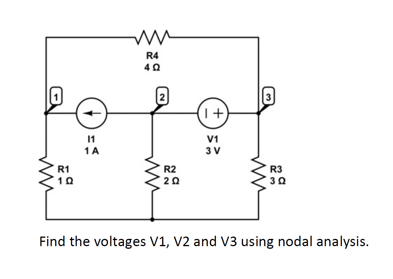 Solved V1 R3 Find the voltages V1, V2 and v3 using nodal | Chegg.com