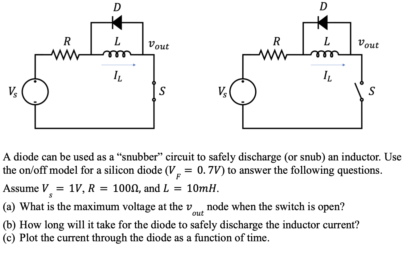 Solved A diode can be ﻿used as ﻿a "snubber" circuit to | Chegg.com