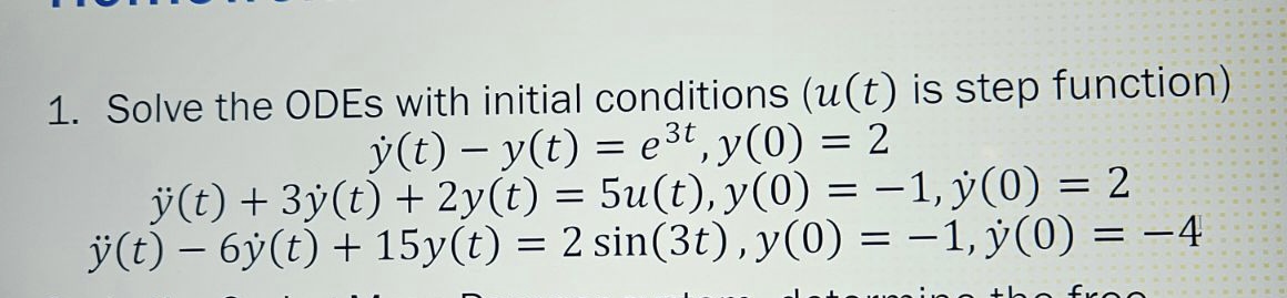 Solved 1 Solve The Odes With Initial Conditions U T Is