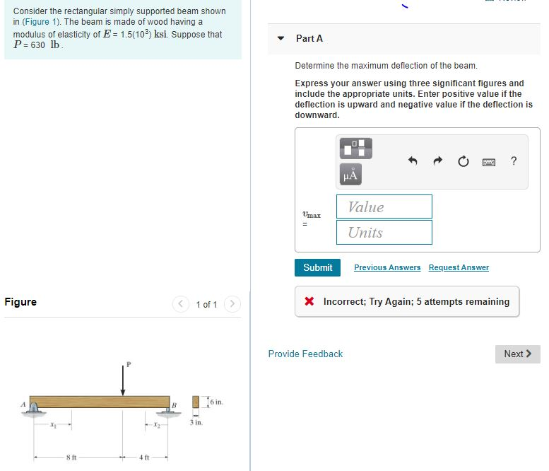 Solved Consider the rectangular simply supported beam shown | Chegg.com