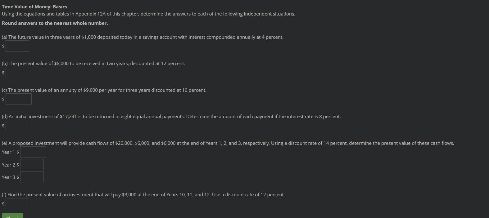 Solved Time Value of Money: Basics Using the equations and | Chegg.com