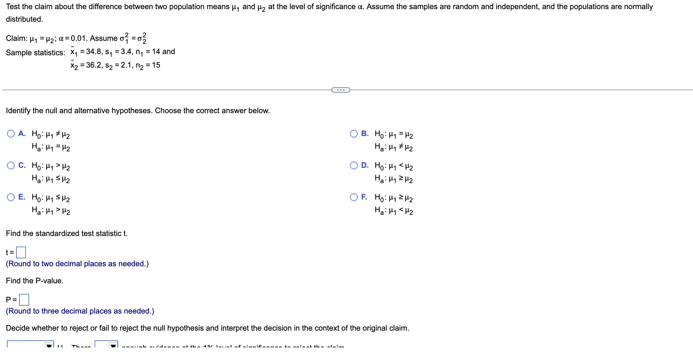 Solved distributed.Claim: μ1=μ2;α=0.01. ﻿Assume | Chegg.com