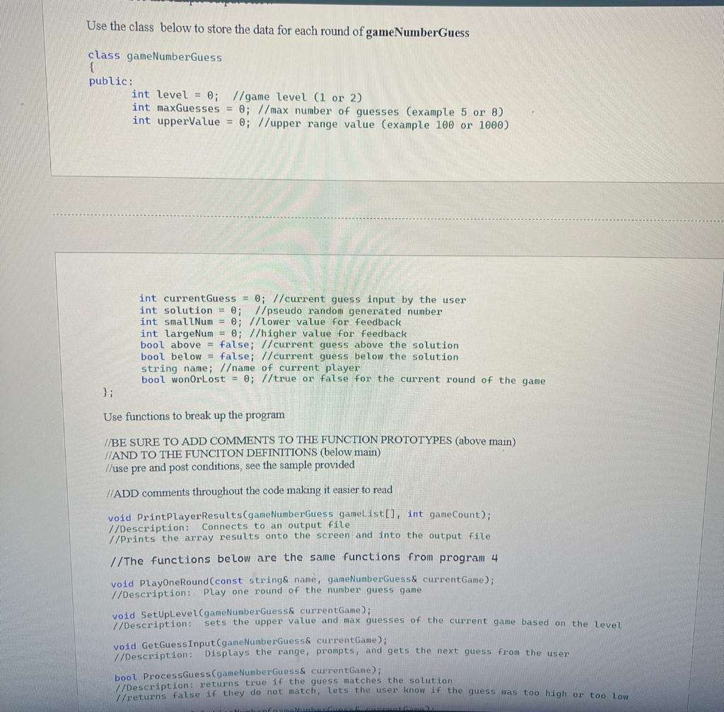 Solved COP 3014-program 5- game, number guess array | Chegg.com