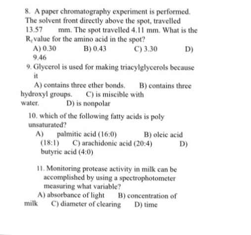 Solved 8. A paper chromatography experiment is performed The | Chegg.com