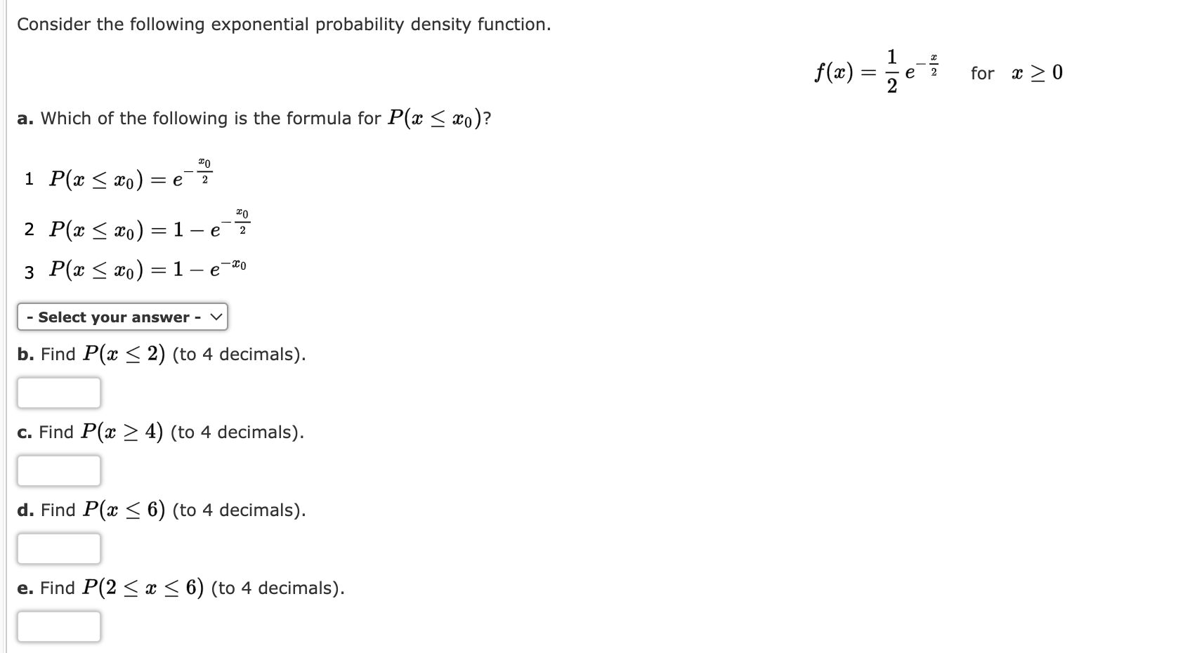 Solved Consider the following exponential probability | Chegg.com