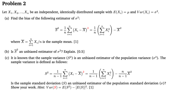 Solved Let X1,X2,…,Xn be an independent, identically | Chegg.com