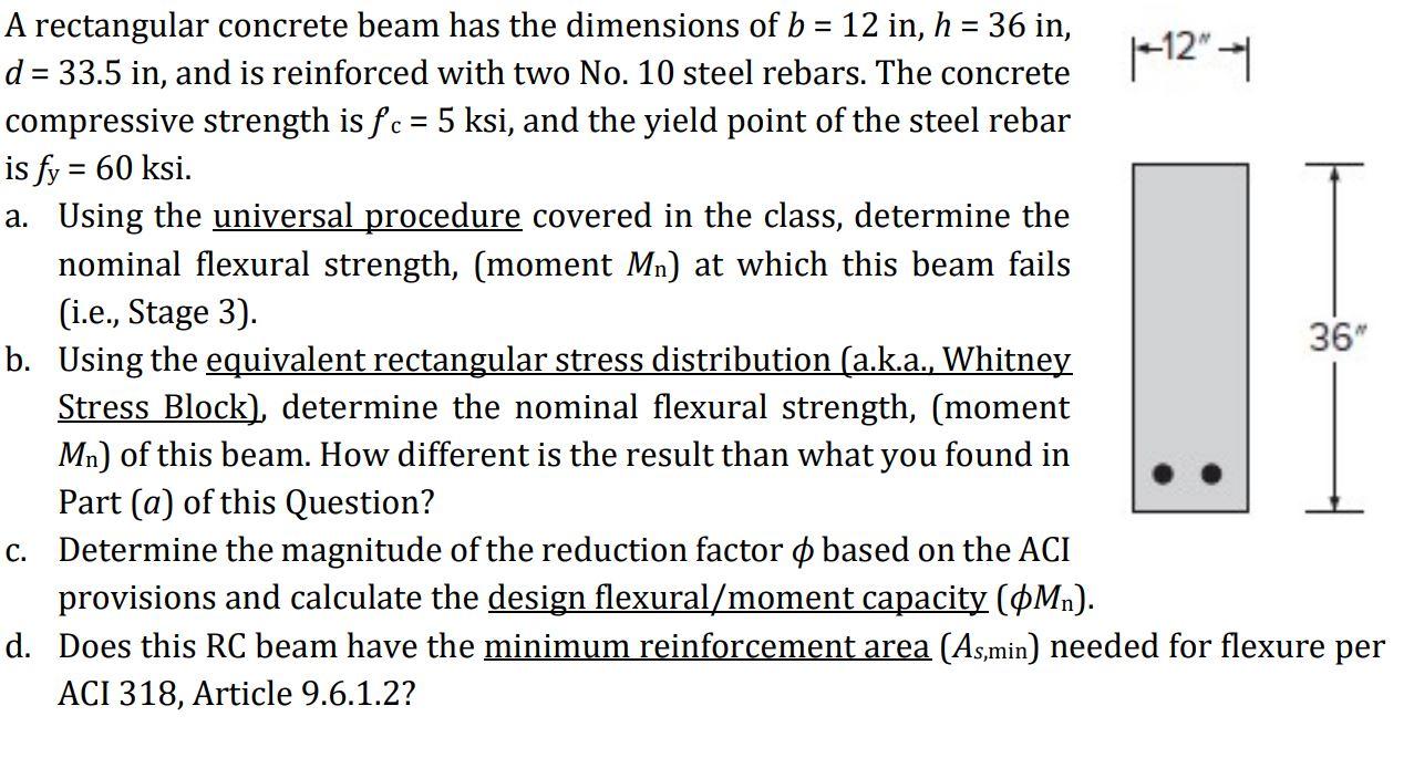 Solved A rectangular concrete beam has the dimensions of | Chegg.com