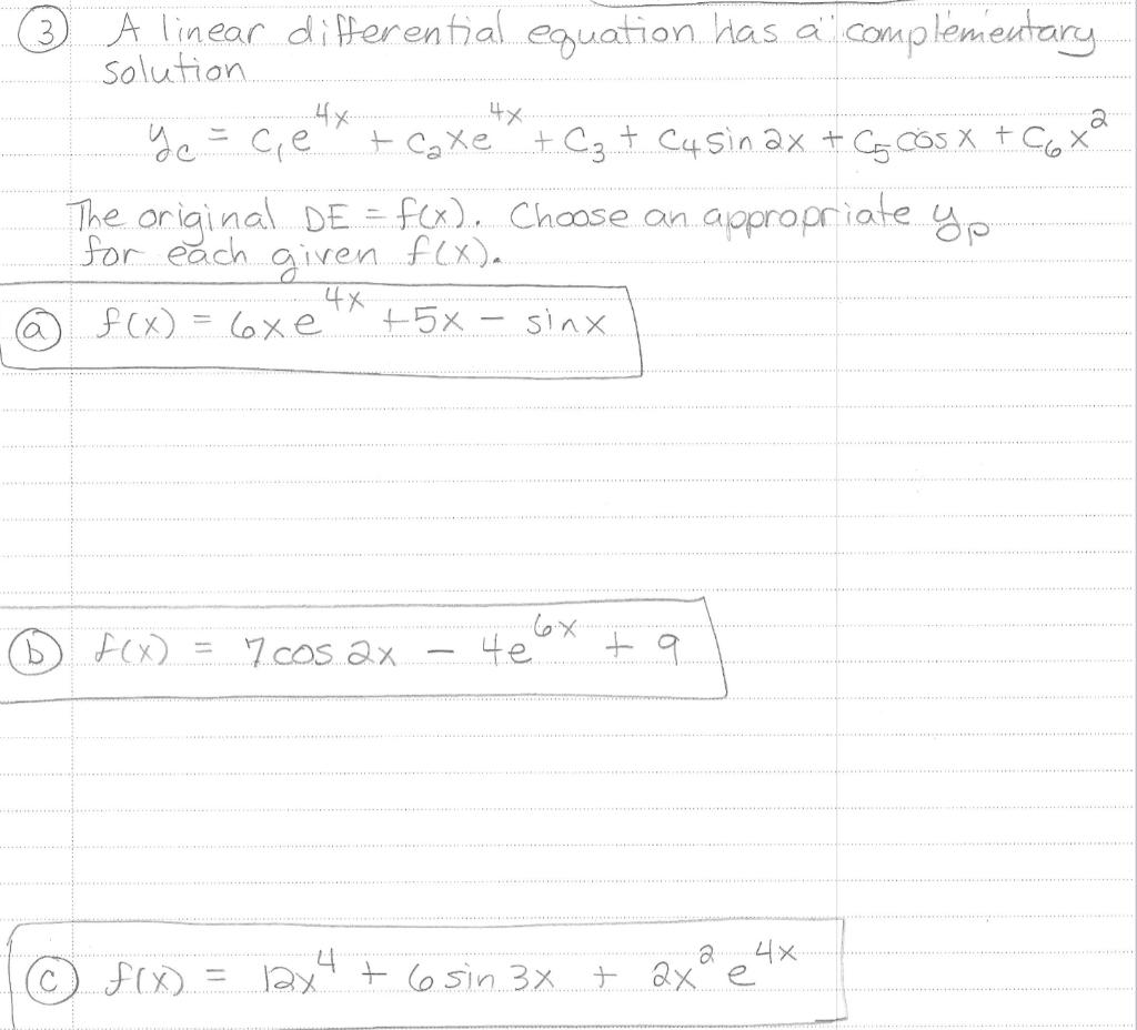 Solved (3) A linear differential equation has a | Chegg.com