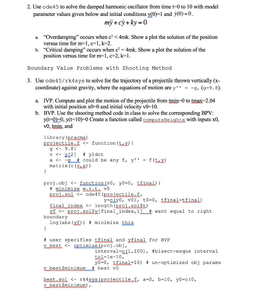 Solved 1. Transform the second order ODE into a system of | Chegg.com