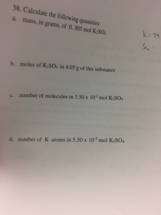 Solved Calculate the following quantities: mass, in grams, | Chegg.com