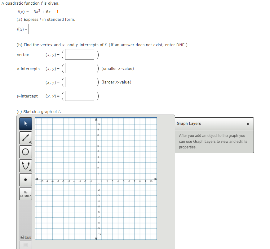 Solved A quadratic function f ﻿is given.f(x)=-3x2+6x-1(a) | Chegg.com