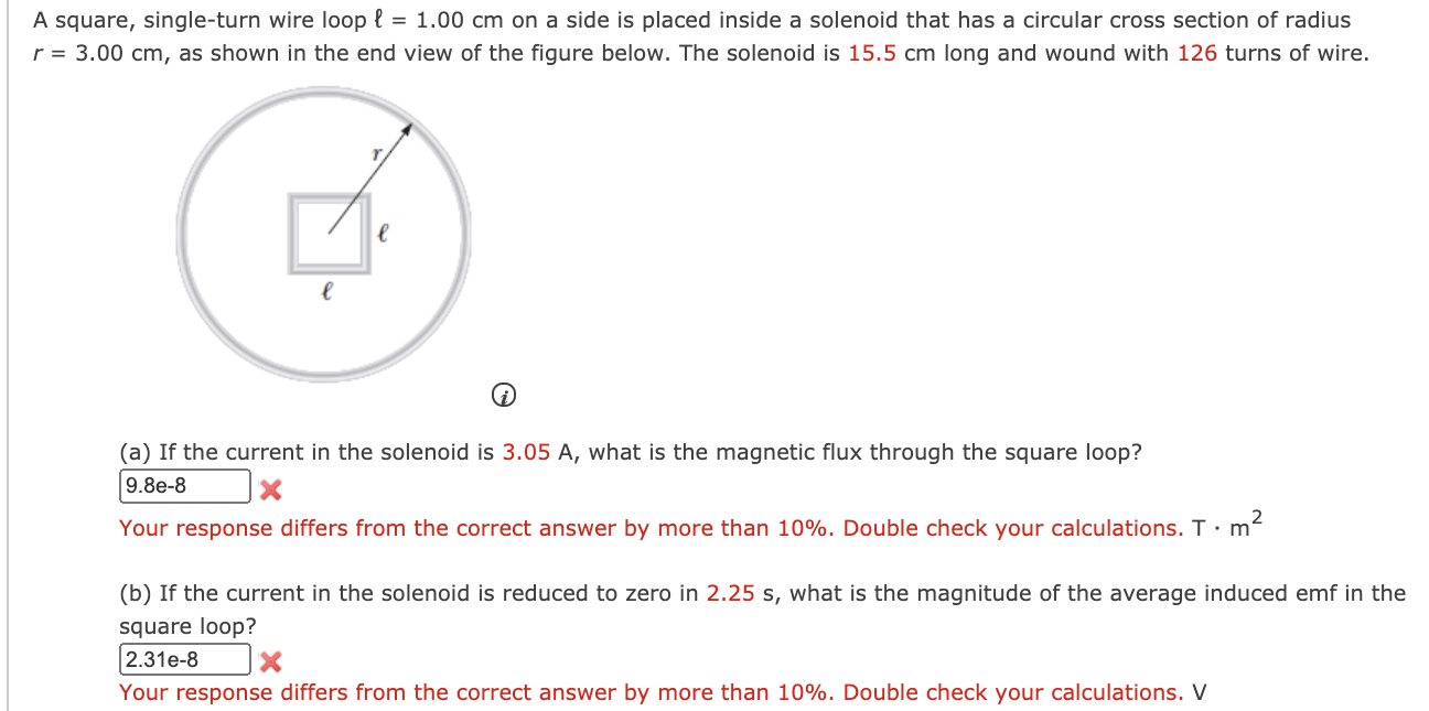 Solved A square, single-turn wire loop l = 1.00 cm on a side | Chegg.com