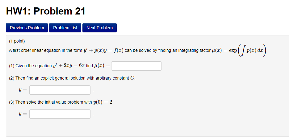 Solved Hw1 Problem 21 Previous Problem Problem List Next 8244